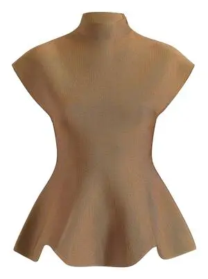 Khaite Knit Peplum Top - Carob