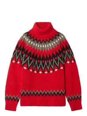Polo Ralph Lauren Fair Isle Wool-blend Turtleneck Sweater - Red