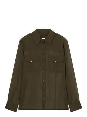 Veronica De Piante Daphne Silk-georgette Shirt - Green