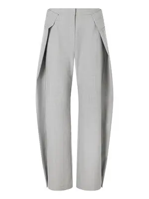 ST. AGNI Pleated Recycled Woven Wide-leg Pants - Gray