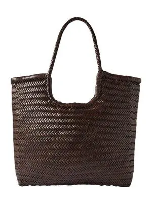 Dragon Diffusion Ns Diagonal Triple Jump Woven Leather Tote - Brown