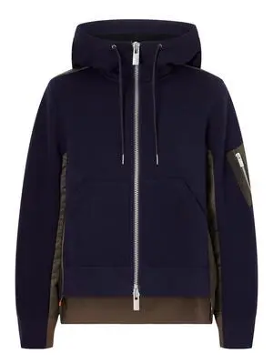 Sacai Sponge Sweat Shell-paneled Zip-up Hoodie - Blue