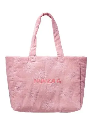 Hunza G Sunny Embroidered Cotton-terry Jacquard Tote - Pink
