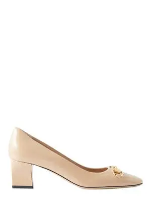 Gucci Zhora Horsebit-embellished Glossed-leather Pumps - Pink