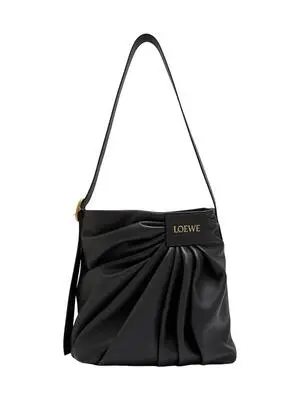 Loewe Draped Leather Tote Bag - Black
