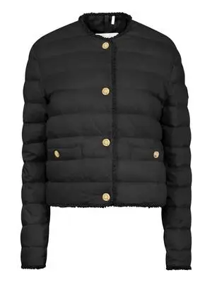 Moncler Fleurs Bouclé-trim Jacket - Black