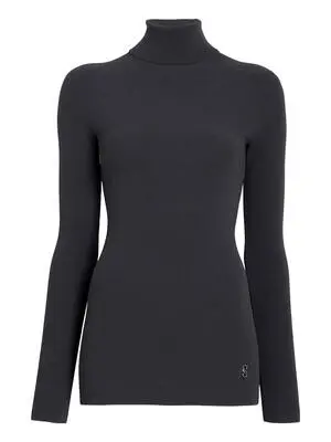 Proenza Schouler Ribbed Mock Neck Top - Dark Grey