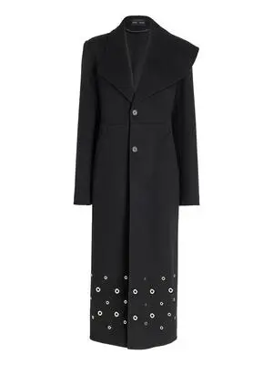 Proenza Schouler Alix Grommet-embellished Longline Wool-blend Coat - Black