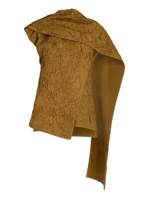 Proenza Schouler Lina Asymmetrical Silk Wrap Top Brown
