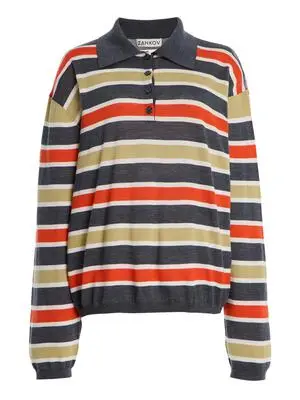 ZANKOV Davidoff Striped Merino Wool Polo - Stripe