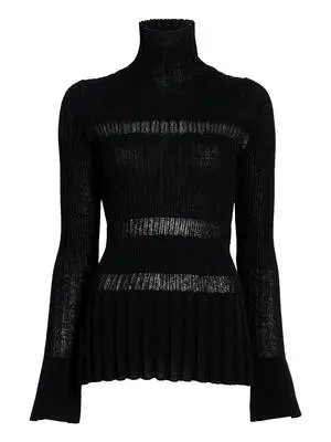 Proenza Schouler Rosario Merino-wool Mock Neck Top - Black