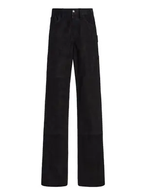 Altuzarra Mills Suede Straight-leg Pants - Black