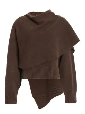 Altuzarra Palmer High Neck Draped Sweater - Brown