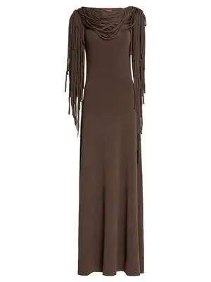 Altuzarra Chaney Fringe Maxi Dress - Brown