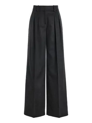 Michael Kors Pleated Wide-leg Cashmere Pants - Dark Grey