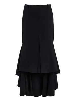 Michael Kors High-low Virgin Wool Maxi Skirt - Black