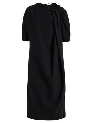 Michael Kors Draped Wool-blend Midi Dress - Black