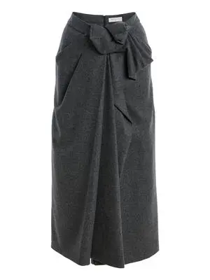 Michael Kors Wrap-front Virgin Wool Midi Skirt - Dark Grey