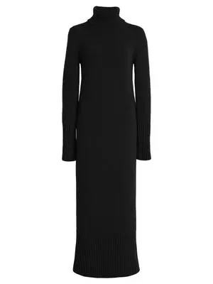 Michael Kors Turtleneck Merino-wool Midi Dress - Black
