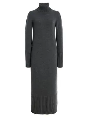 Michael Kors Turtleneck Merino-wool Midi Dress - Dark Grey