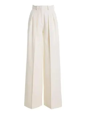 Michael Kors Pleated Wide-leg Virgin Wool Pants - Ivory