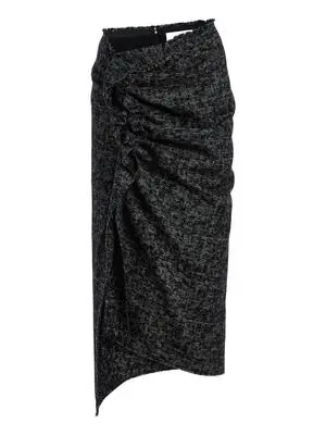 Michael Kors Frayed Virgin-wool Midi Skirt - Black