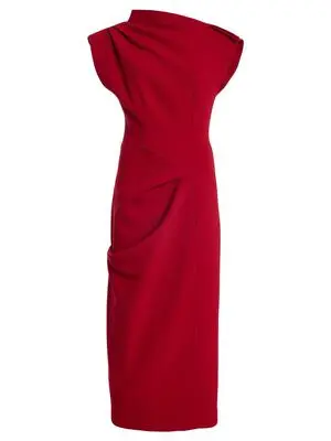 Michael Kors Asymmetric Wool-blend Midi Dress - Red