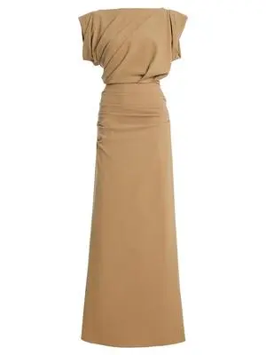 Michael Kors Draped Wool-blend Maxi Dress - Neutral