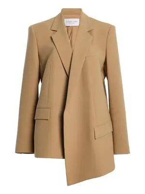 Michael Kors Asymmetric Wool-blend Blazer - Neutral