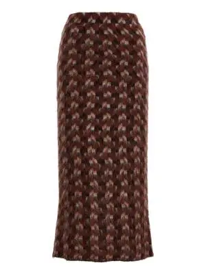 ZANKOV Delphine Mohair-alpaca Midi Skirt - Brown