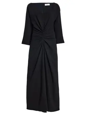 Michael Kors V-neck Wool-blend Midi Dress - Black