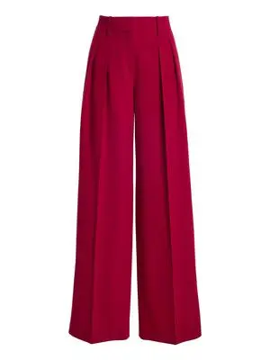 Michael Kors Pleated Wide-leg Pants - Berry