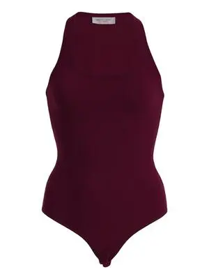 Michael Kors Scoop-neck Cashmere-blend Bodysuit - Burgundy