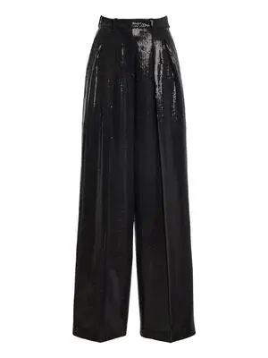 Michael Kors Sequined Pleated Wide-leg Pants - Black