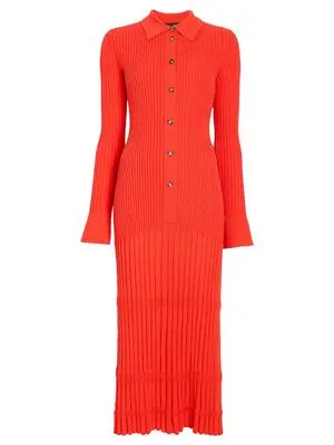 Proenza Schouler Rosario Merino Wool-blend Midi Dress - Orange