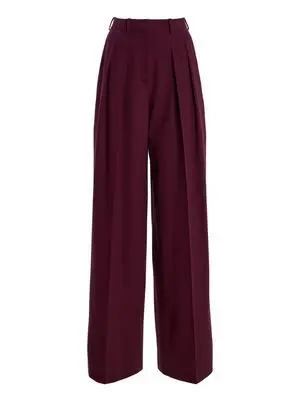 Michael Kors Pleated Wool Wide-leg Pants - Burgundy