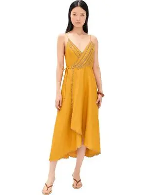 Farm Rio Bananas Maxi Wrap Dress - Yellow