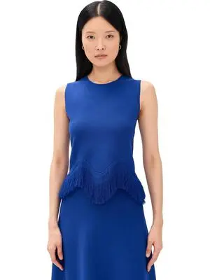Ulla Johnson Koa Sleeveless Knit Top With Fringe - Cobalt