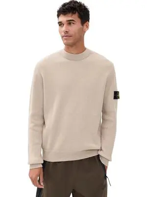 Stone Island Ribbed Cotton Crew Sweater - Deserto Melange
