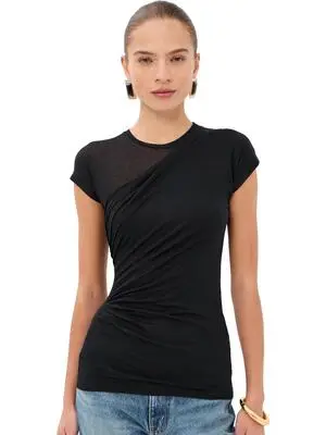 Balmain Draped Jersey Top - Black