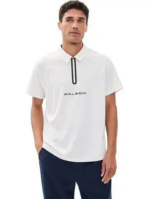 MALBON Performance Zip Raglan Polo - White