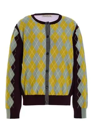 ZANKOV William Merino Wool Argyle Cardigan