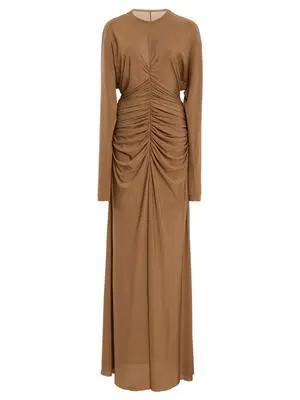 ASHLYN Devon Draped Gown Tan