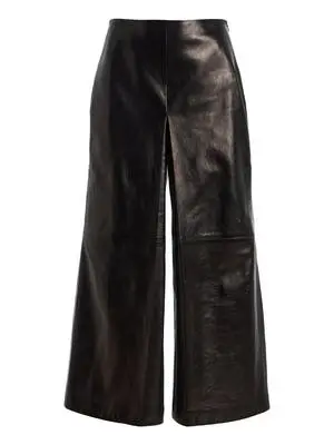 ASHLYN Emerson Lambskin Cropped Pants - Black