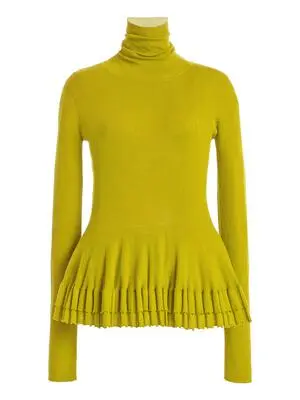 ASHLYN Merritt Merino Wool-Silk Turtleneck Yellow
