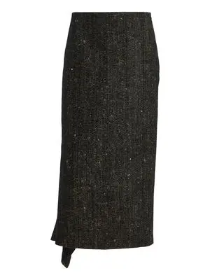 ASHLYN Shida Silk-Angora Midi Skirt