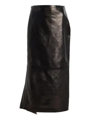 ASHLYN Shida Lambskin Midi Skirt - Black