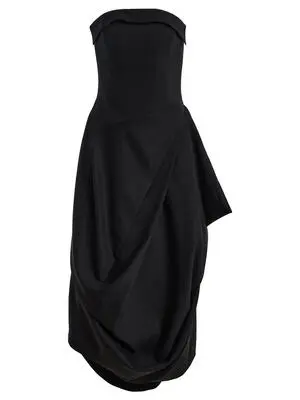 ASHLYN Evelin Virgin Wool Midi Dress - Black