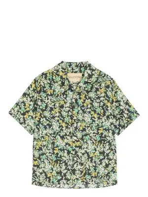 Valentino Garavani Poplin Bowling Shirt With Papier Floral - Black/multicolour