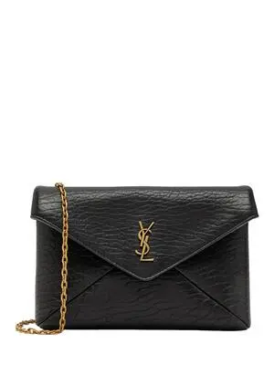 Saint Laurent Grained Leather Envelope Pouch - Black